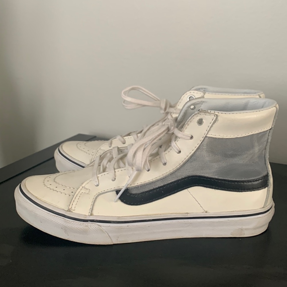 Vans White Leather Sneakers With Mesh - Gem